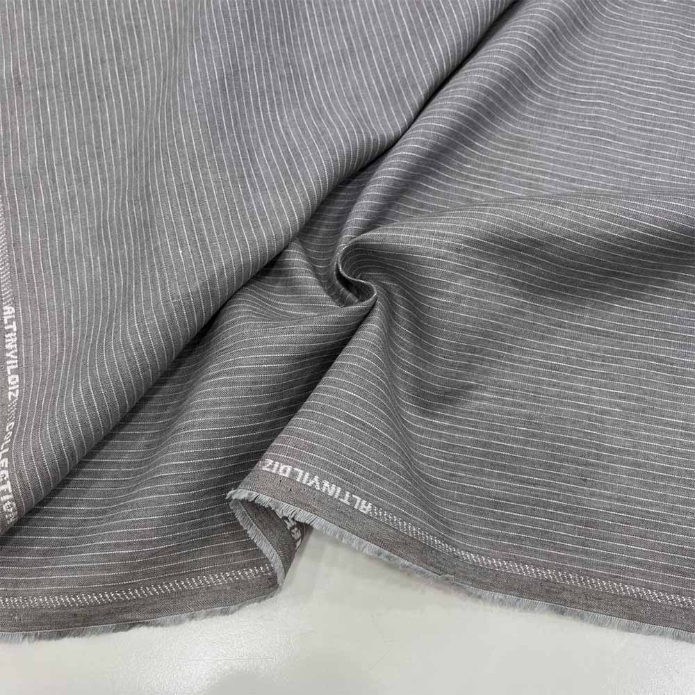 Çizgili Altınyıldız Ham Keten Kumaş Gri Satın Al - Online Kumaş