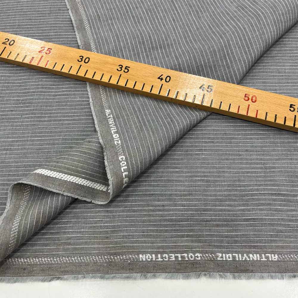 Çizgili Altınyıldız Ham Keten Kumaş Gri Satın Al - Online Kumaş